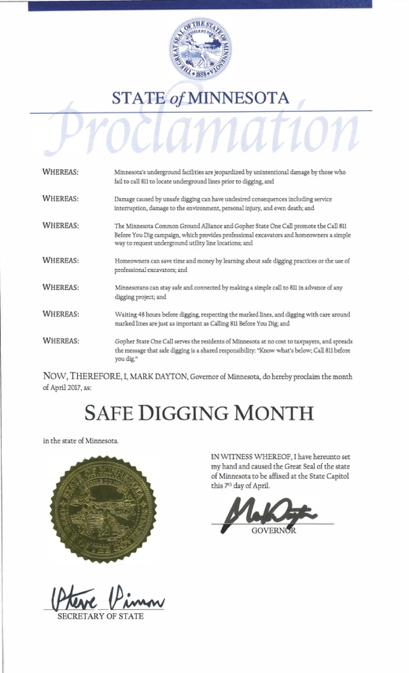 April Safe Digging Month - National Recap - Gopher State One Call